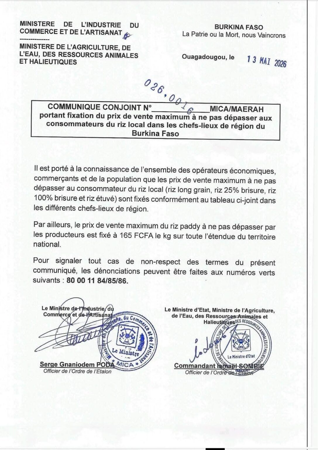 Burkina Faso : le gouvernement fixe des prix plafonds de vente du riz ...
